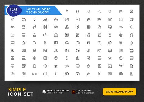 103 Device And Technology Line Icon Set Graphic By Rirafiq · Creative Fabrica