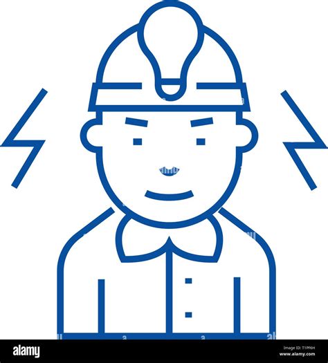 Electrician Line Icon Concept Electrician Flat Vector Symbol Sign Outline Illustration Stock