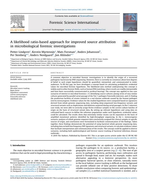 Pdf A Likelihood Ratio Based Approach For Improved Source Attribution