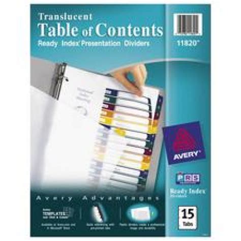 Avery® Customizable Table Of Contents Translucent Plastic Dividers Ready Indexr Printable