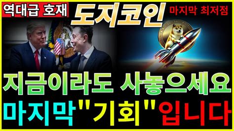 도지코인 대폭등 직전 마지막 기회 지금 당장 만원만사 놓으세요 인생이 바뀔겁니다 Youtube