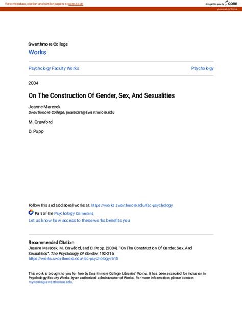 Pdf On The Construction Of Gender Sex And Sexualities