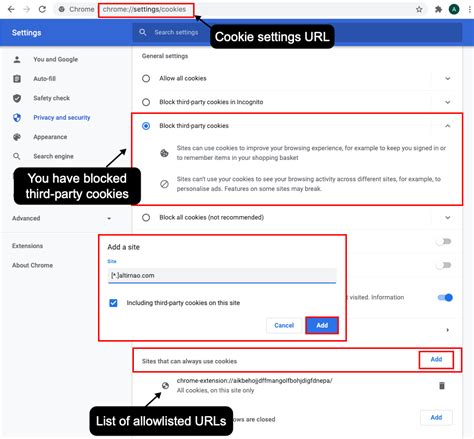 allowlist urls if you block third party cookies aodocs knowledge base