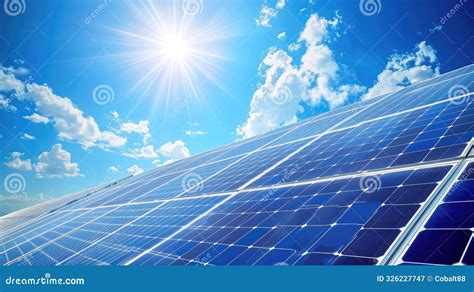 Photovoltaic Solar Panels And Blue Sky Background Stock Illustration Illustration Of