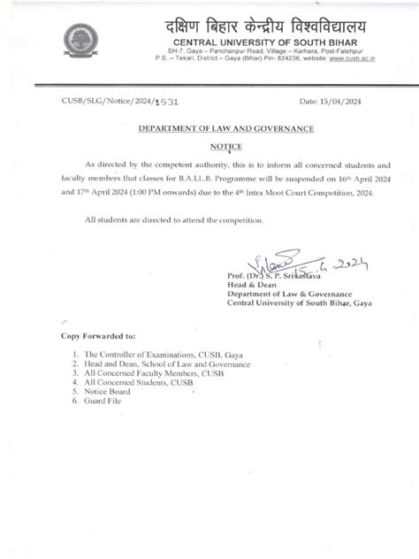 Notice Dated 15 04 2024 4th Intra Moot Court 2024 Class Suspens Pdf