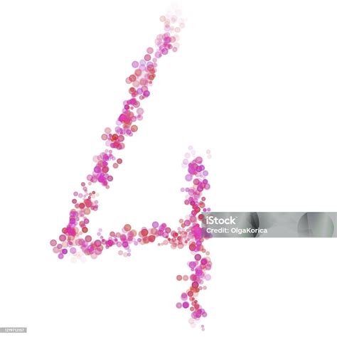 숫자 4 알파벳 핑크 서클 도트 색조 핑크 글자 거품은 흰색에 격리 된 양식에 일치시키는 문자 글꼴을 동그라미를 이루 디자인에