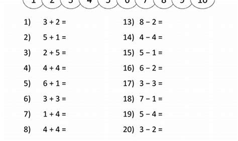 Math Addition Subtraction Worksheets