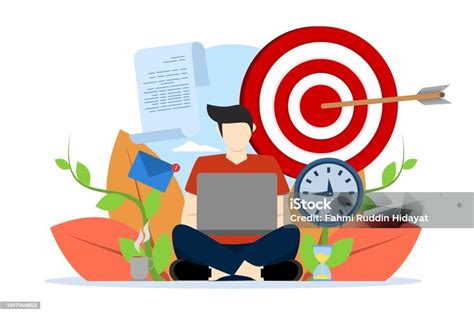 집중된 개념을 유지하십시오 목표 일정 및 새 메일을 가진 일하는 사람 집중력 생산성 자기 훈련으로 작업하십시오 목표 달성 웹