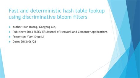 Ppt Fast And Deterministic Hash Table Lookup Using Discriminative