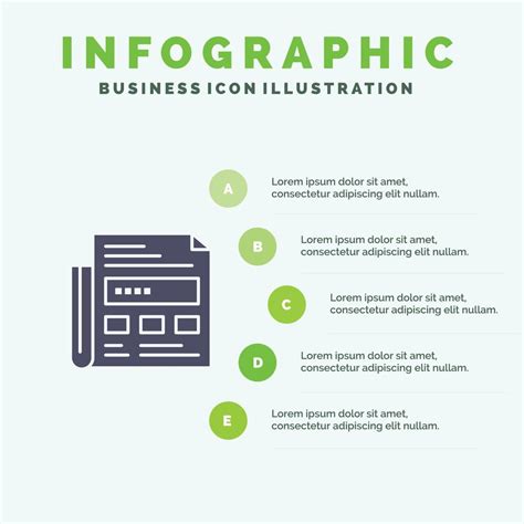Newspaper Ad Paper Headline Solid Icon Infographics 5 Steps Presentation Background 14657489