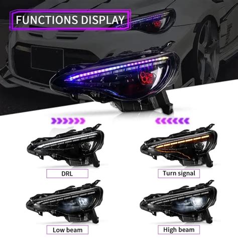 Toyota Subaru Brz Headlight LHD Honeycomb Lens RGB Colorful Version Toyota Prado