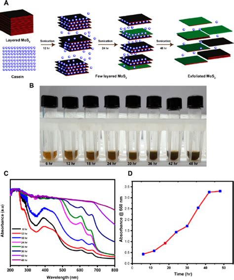 A Schematic Depiction Of The Exfoliation Of Mos 2 With Casein B Download Scientific
