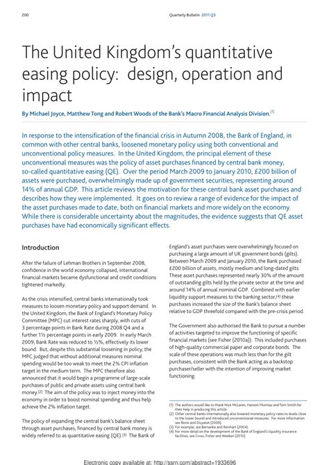 Pdf The United Kingdoms Quantitative Easing Policy Design