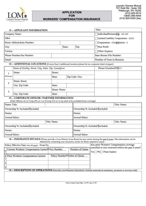 Workers Compensation Insurance Application Financial Report