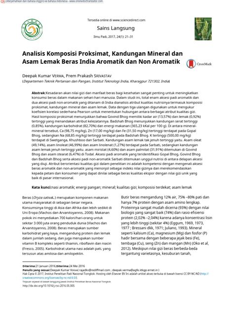 Proximate Composition Mineral Content And Fatty Acids Analysis Of Aromatic And Non Aromatic