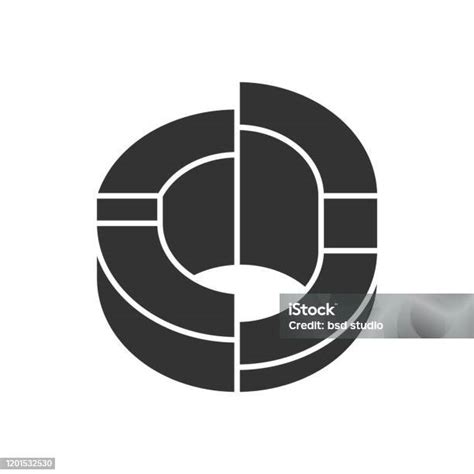 3차원 다이어그램 글리프 아이콘입니다 3 스페이스 링 정보의 상징적 표현 통계 데이터 시각화 실루엣 기호입니다 음수 공간입니다