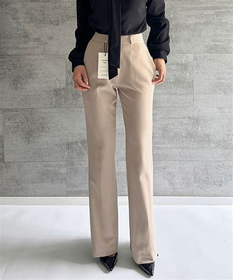 베이지 부츠컷 세미부츠컷 키작녀 슬랙스 에이블리