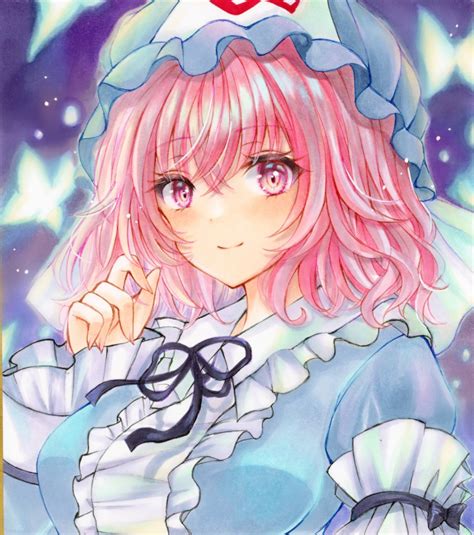Safebooru 1girl 2424yume Blue Butterfly Blue Kimono Blue Ribbon Blush