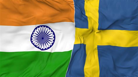 India And Sweden Flags Together Seamless Looping Background Looped