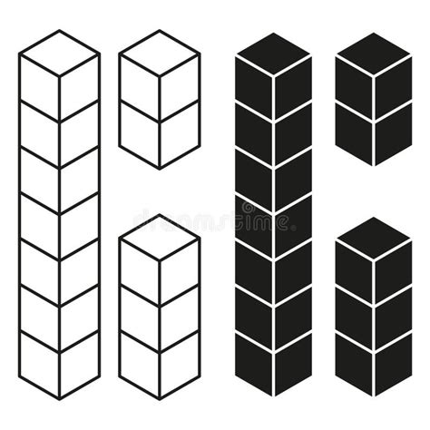 Geometric Stacked Cubes Isometric Vector Shapes Black And White Abstract 3d Design Stock