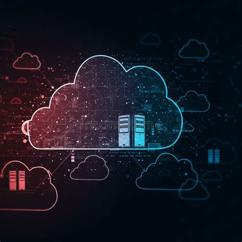 Digital Illustration Featuring A Large Cloud Symbol Connecting Several