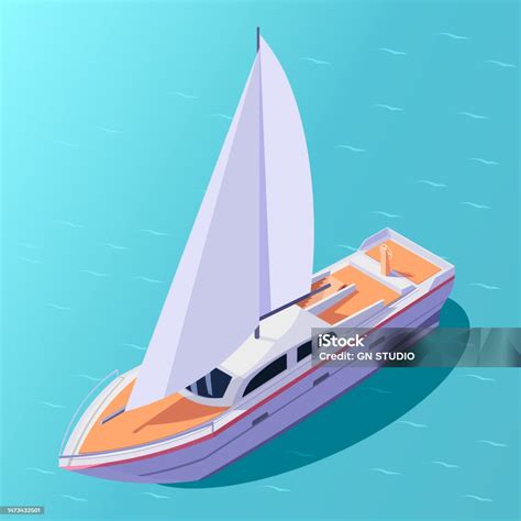 요트 아이소메트릭 아이콘입니다 여행선 럭셔리 해양 크루즈 보트 요트 3d 선박 낚시 바다 크루즈 강이나 호수를 위한 관광 수상 운송 벡터 그림 범선 레크리에이션 선박에 대한