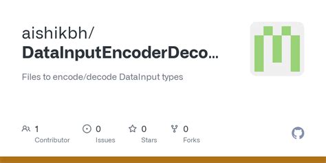 Github Aishikbhdatainputencoderdecoder Files To Encodedecode Datainput Types