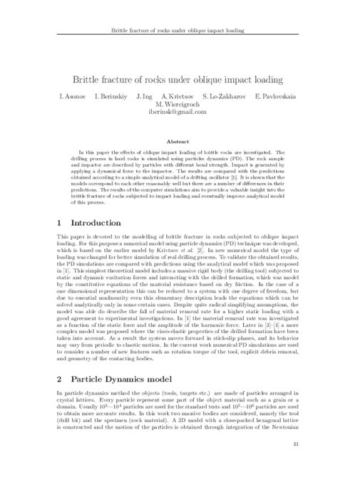 Pdf Brittle Fracture Of Rocks Under Oblique Impact Loading