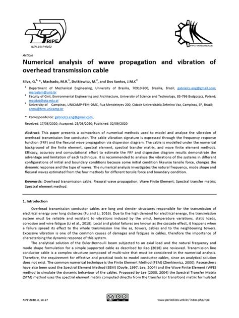 Numerical Analysis Of Wave Propagation And Vibration Of Overhead