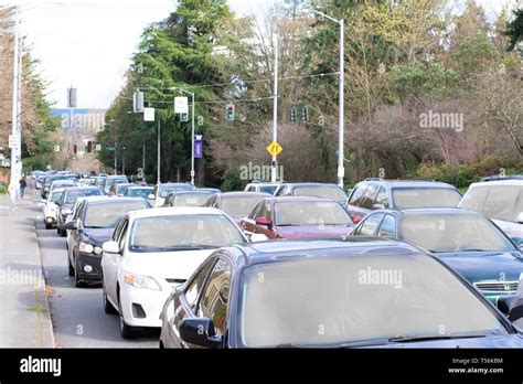 Cars Stuck In Gridlock Traffic Jam In The City During Rush Hour Stock