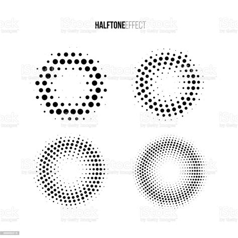 벡터 하프톤 효과 설정 하프톤 효과에 다른 그라데이션 반지입니다 원형에 대한 스톡 벡터 아트 및 기타 이미지 원형 점박이 패턴 Istock