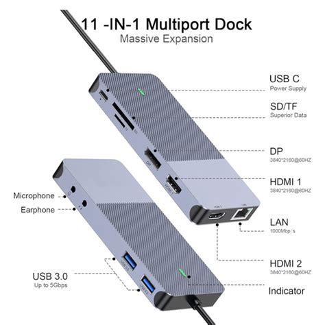 Portable Usb C Displaylink Dock Voor Aansluiten Max 3 Monitoren