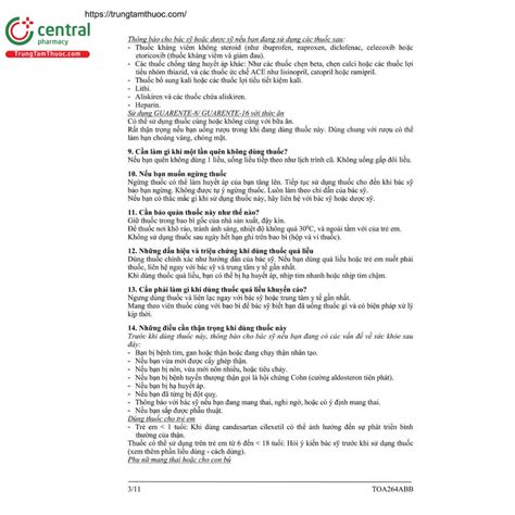 Thuốc Guarente 16mg điều Trị Tăng Huyết áp Vô Căn Suy Tim độ Ii Iii