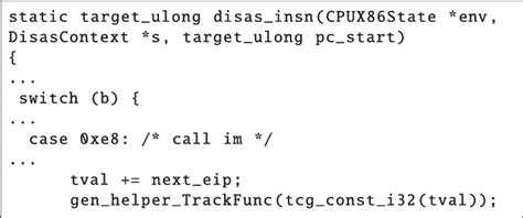 A Customized Code Of QEMU To Trace Functions B An Instruction Of A Download Scientific