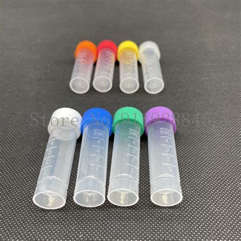 실험실 5ml 플라스틱 스크류 입 동결 파이프 누수 방지 와셔 포함 투명 저온도 스케일 포함 시약잉크 보관 튜브 20 개 학교 및 교육 용품