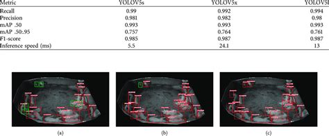 Performance Metrics For The Test Images Using Yolov5s Yolov5x And