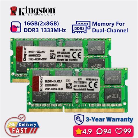 ♞金士頓 16gb 8gb 1333mhz Ddr3 雙通道筆記本電腦內存 Ram Sodimm Pc3 10600s 蝦皮購物