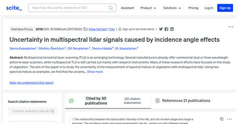 Citation Report Uncertainty In Multispectral Lidar Signals Caused By