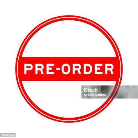 Stiker Segel Bulat Warna Merah Di Kata Preorder Dengan Latar Belakang