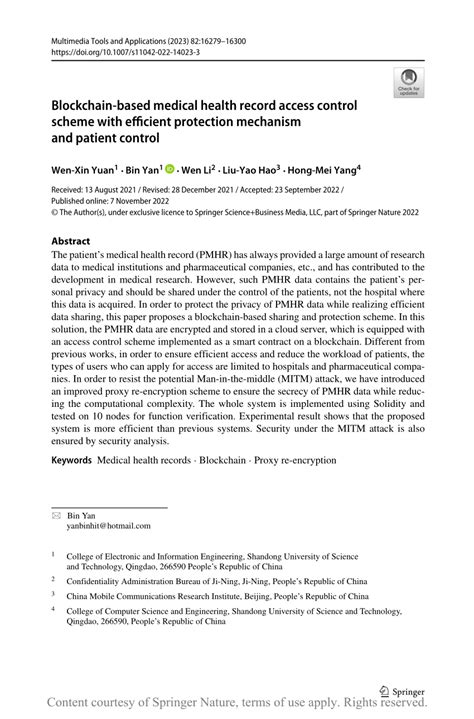 Blockchain Based Medical Health Record Access Control Scheme With