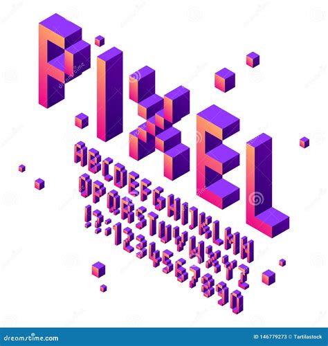 Isometric 3d Pixel Font Cartoon Vector 76664971 Isometric 3d Pixel Font Cartoon Vector 76664971