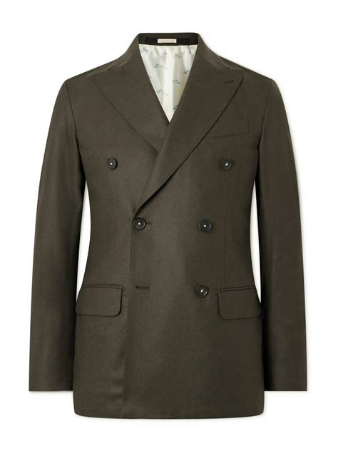 Massimo Alba Monster Double Breasted Wool Blazer Green Massimo Alba