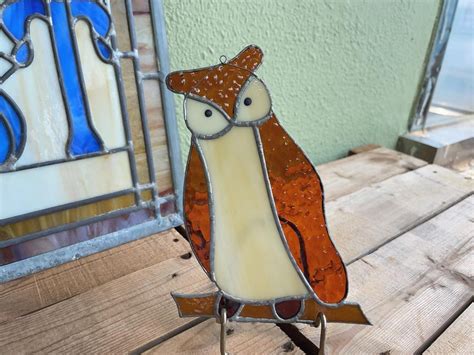 프랑스 빈티지 부엉이 스테인드 글라스 헬로마켓