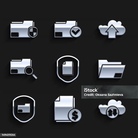 Set Document Protection Concept Finance Document Cloud Download And