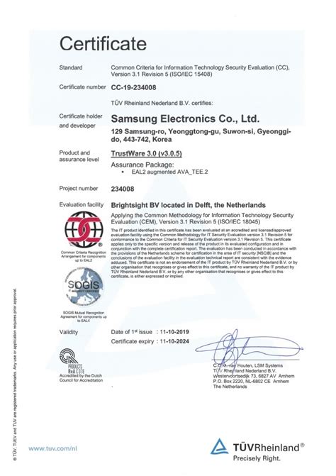 Samsung Research Receives Common Criteria Certification For “trustware” Samsung Research