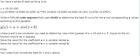Solved You Have A Series Of Data Points Y Vs Xx