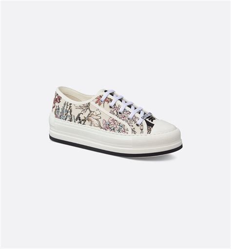 Walkndior Platform Sneaker Fringed Cotton Embroidered With Natural