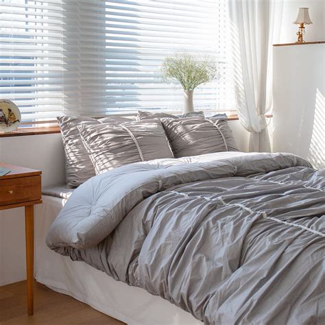 고밀도 수피마 코튼 100수 부드러운 드레스 셔링 호텔 알러지 차렵이불세트 3colors Ss Q K Lk Ek 1678248144 그래이불