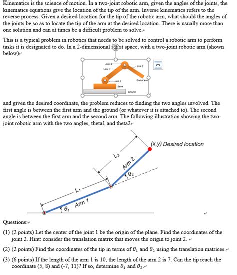 Solved Kinematics Is The Science Of Motion In A Two Joint