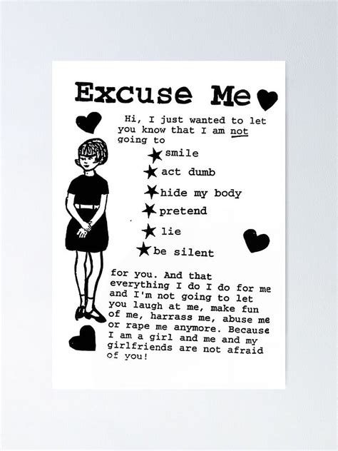 Aaroca Excuse Me Riot Grrrl Poster Classic Decoration For Office Modern Home Wall Decor For Home
